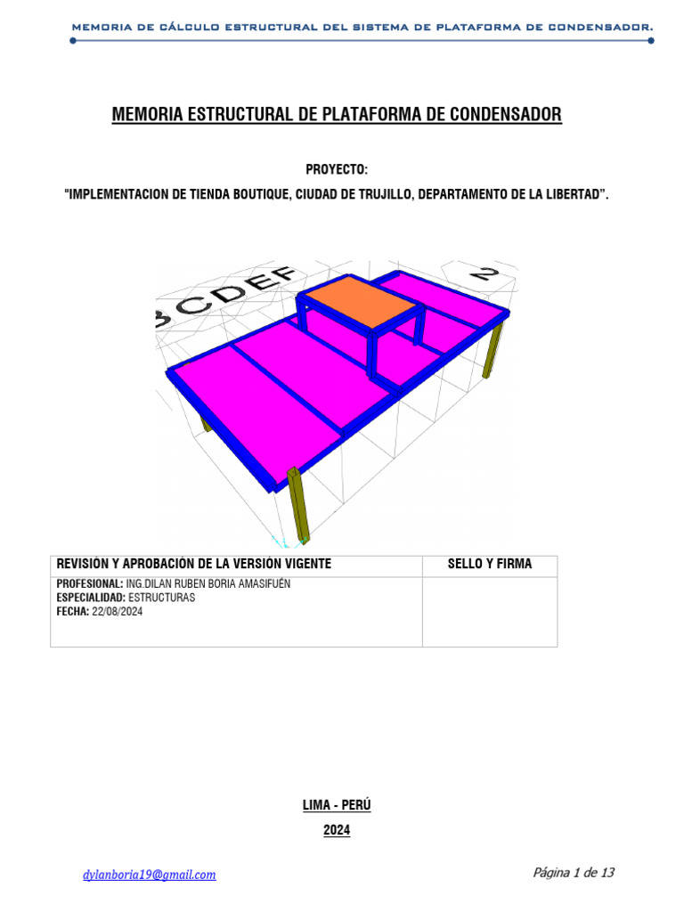 Memoria Cálculo Estructura de Soporte Estructural | PDF | Ingeniería | Ingeniero civil