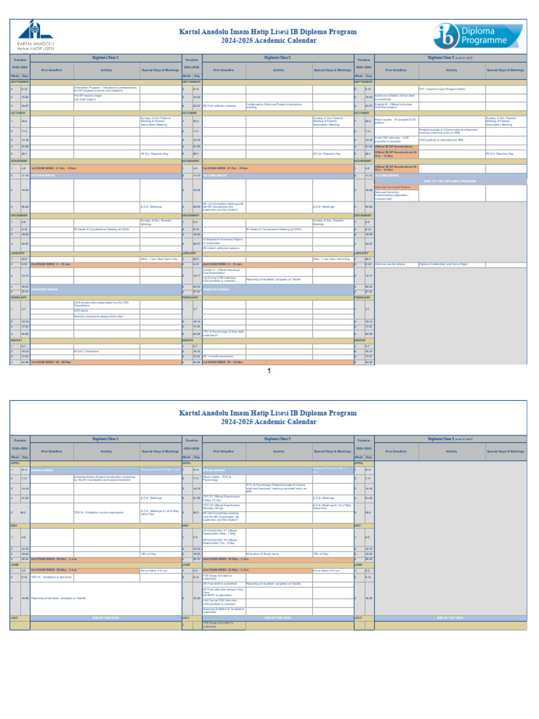 IB Program Calendar 2024-2025 | PDF | Vocational Education | Schools