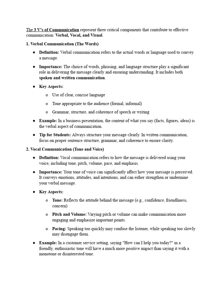 Understanding the 3 V's of Communication | PDF | Communication ...