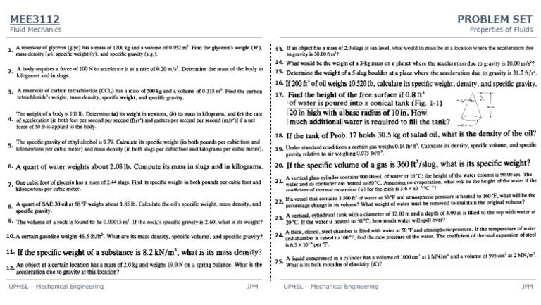 Fluids Problem Set 3 | PDF