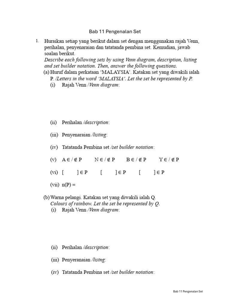 Bab 11 Pengenalan Set | PDF | Mathematics | Elementary Mathematics