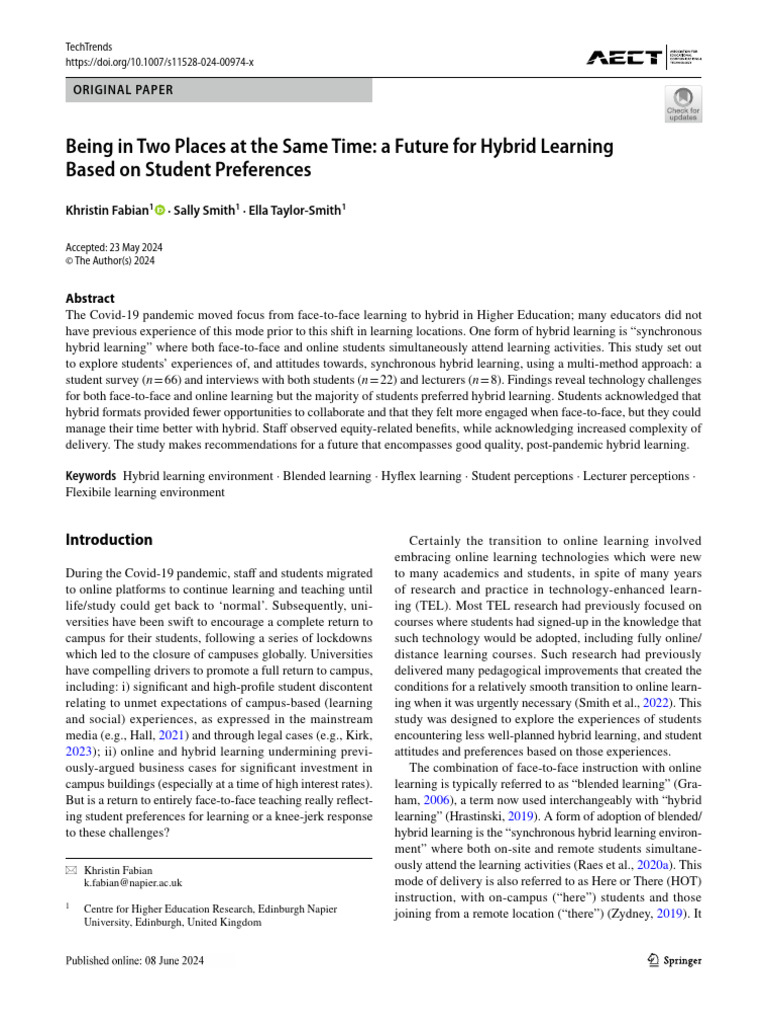 Being in Two Places at The Same | PDF | Learning | Educational Technology