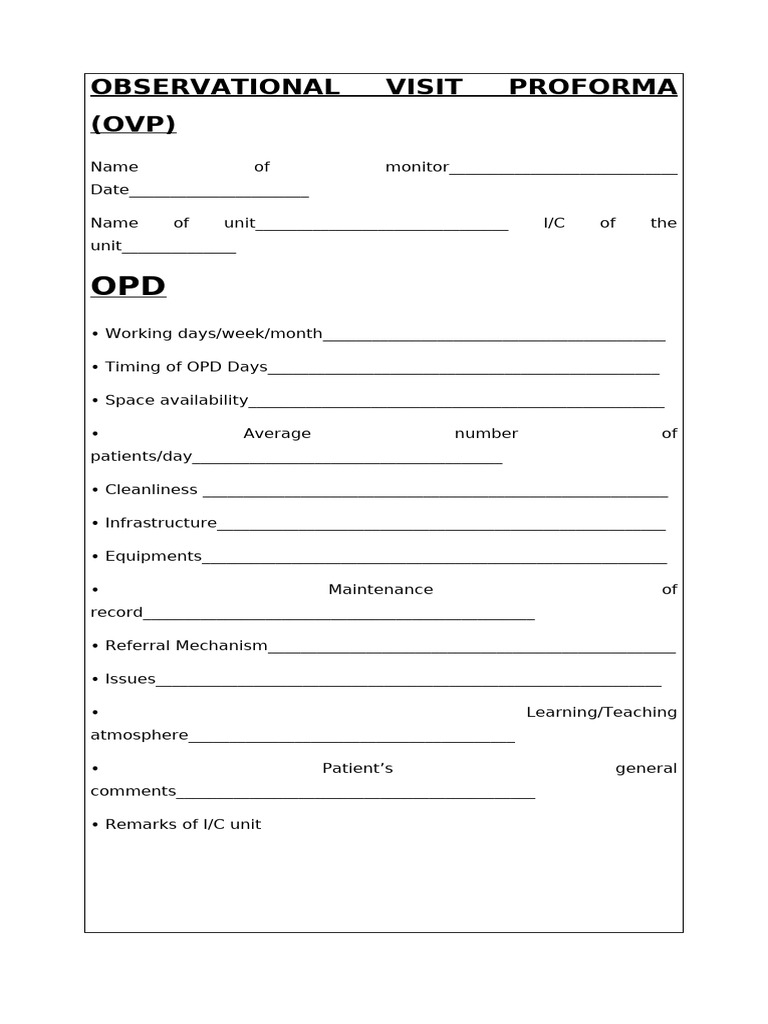 Observational Visit Proforma | PDF | Health Care | Social Programs
