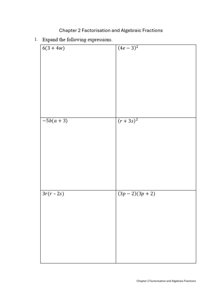 Chapter 2 Factorisation and Algebraic Fractions | PDF | Numbers | Algebra