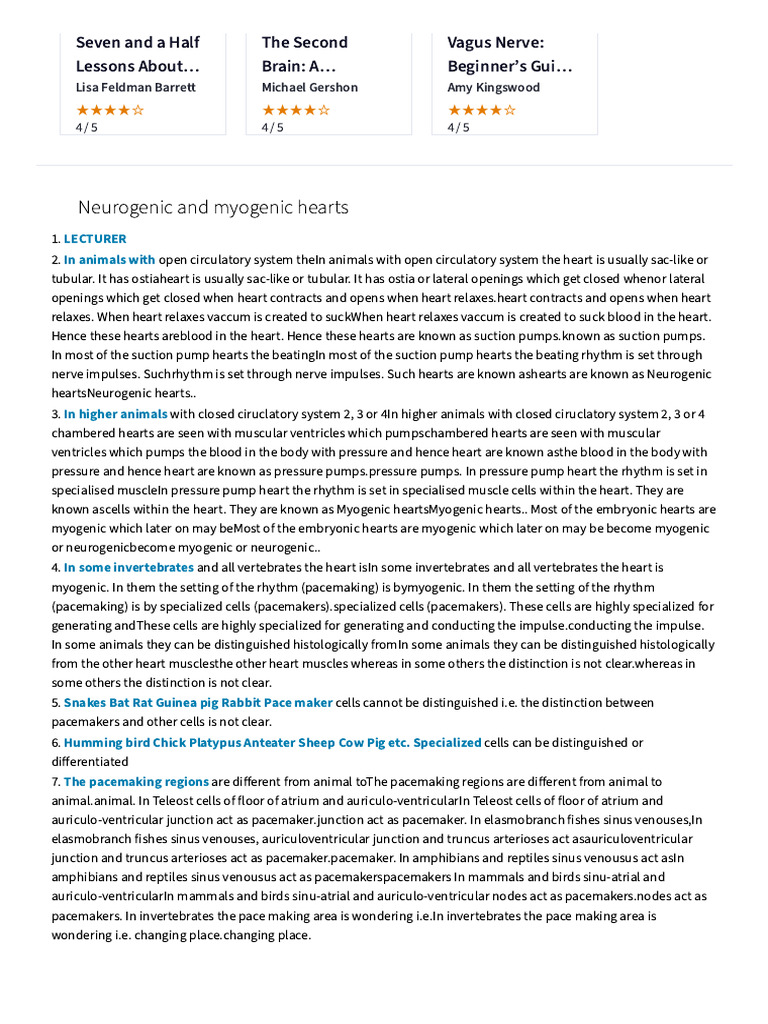 Neurogenic and Myogenic Hearts | PDF | Heart | Atrium (Heart)