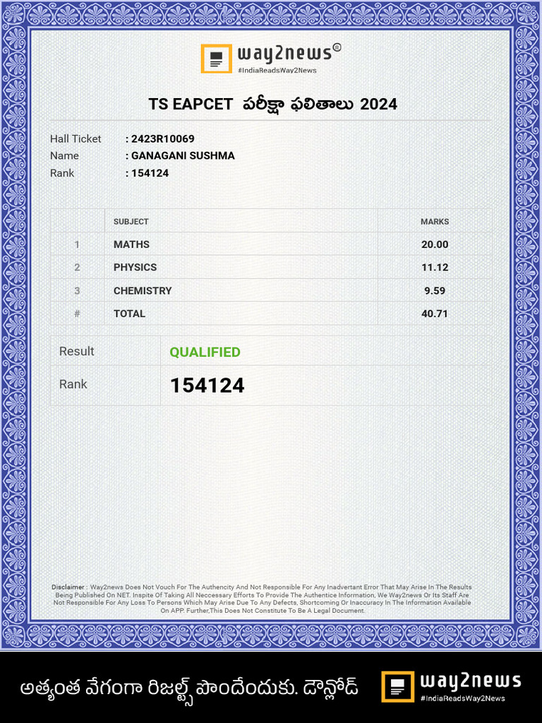 Ts Eapcet 2024: Qualified | PDF