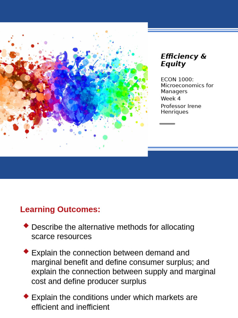 Week 4 Class Efficiency & Equity | PDF | Economic Surplus | Supply ...
