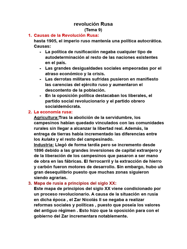 Revolucion Rusa | PDF | Imperio ruso | revolución rusa