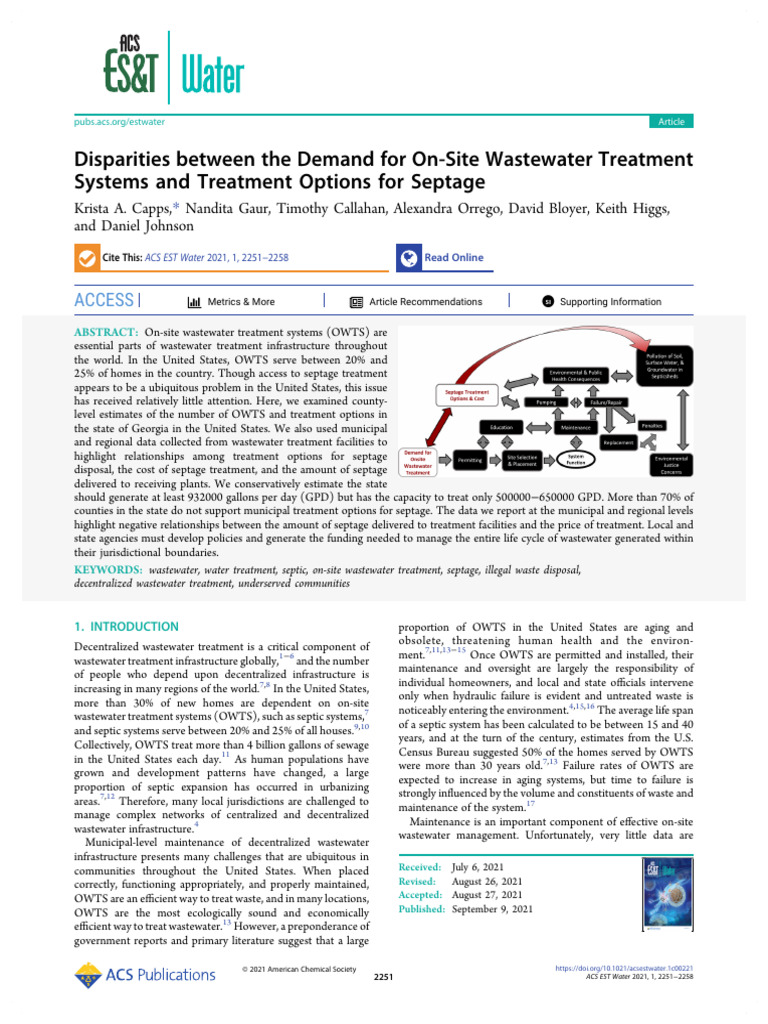 Disparities Between The Demand For On-Site Wastewater Treatment Systems ...