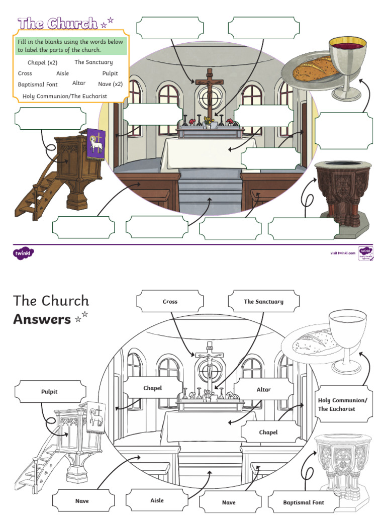 Label Parts of a Church Worksheet | PDF