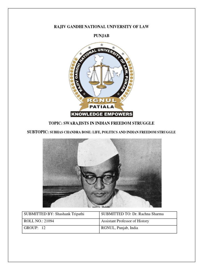 Netaji Subhas Chandra Bose Research Proj | PDF | Indian Nationalism | Indian Independence Movement