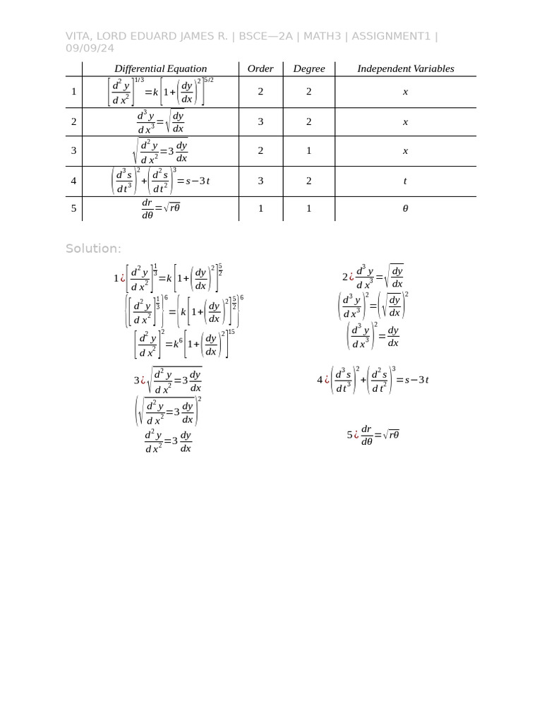 Assignment 1 | PDF | Equations | Mathematical Objects