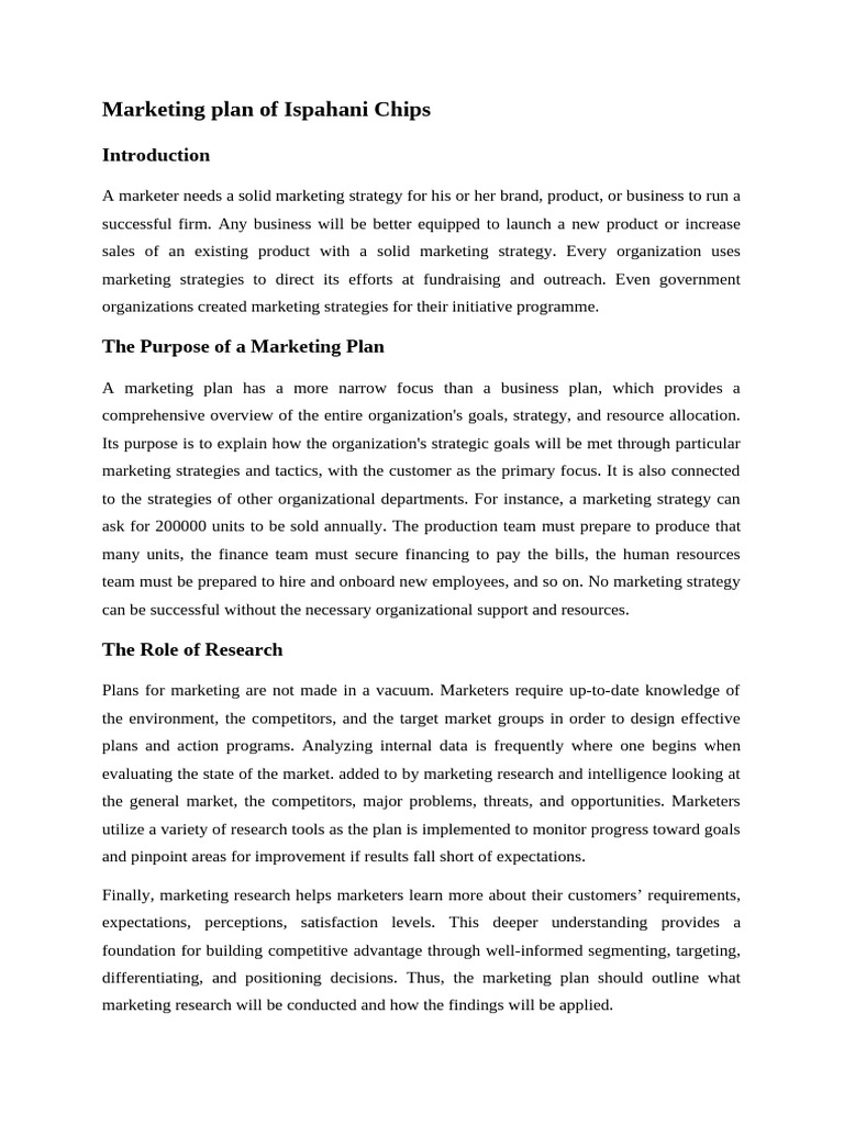 Marketing Plan For Ispahani Chips | PDF | Marketing | Marketing Strategy