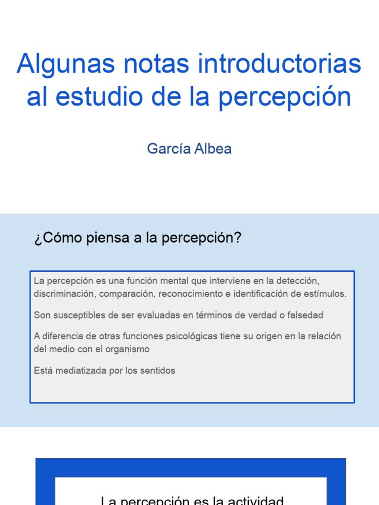 Introduccion A La Percepcion | PDF | Percepción | Sentidos