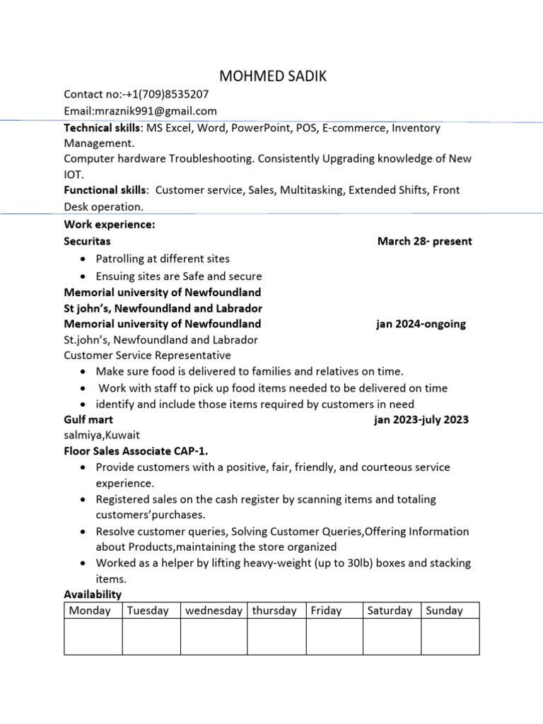 MOHMED SADIK Resume | PDF