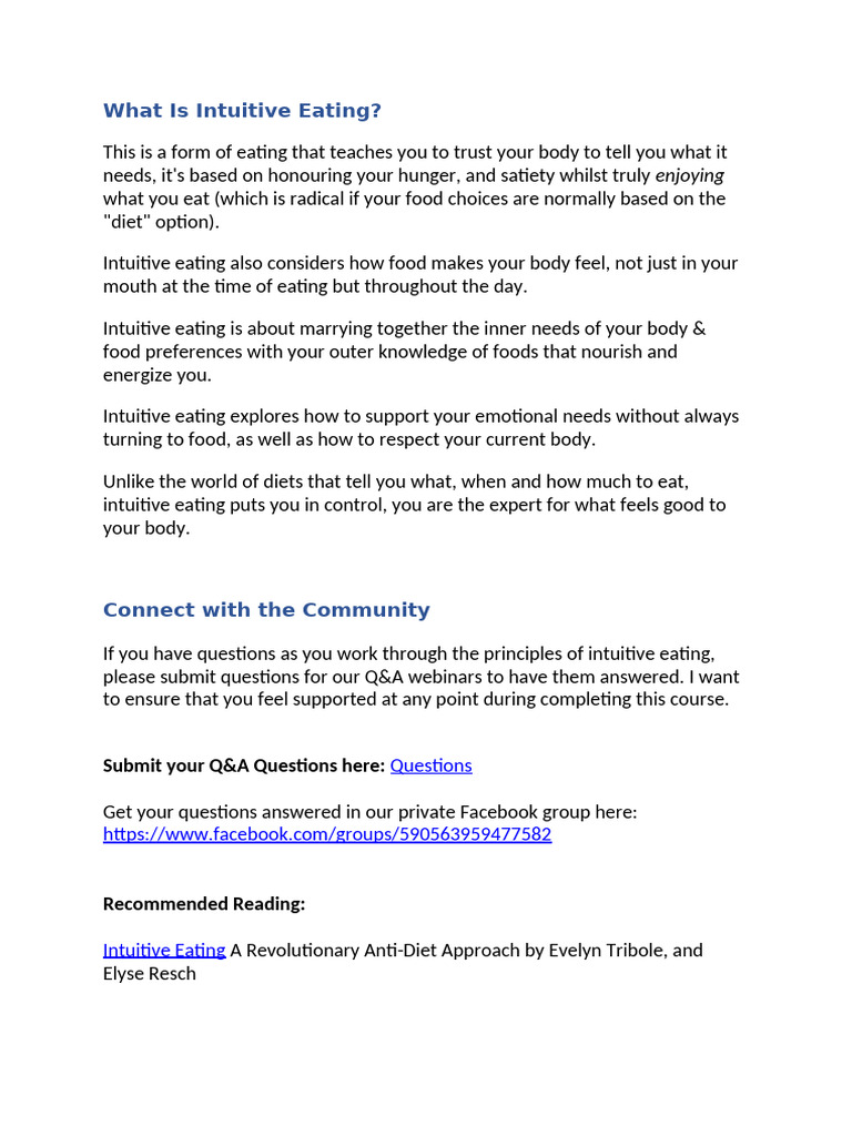 Lesson 1 - What Is Intuitive Eating | PDF | Lifestyle