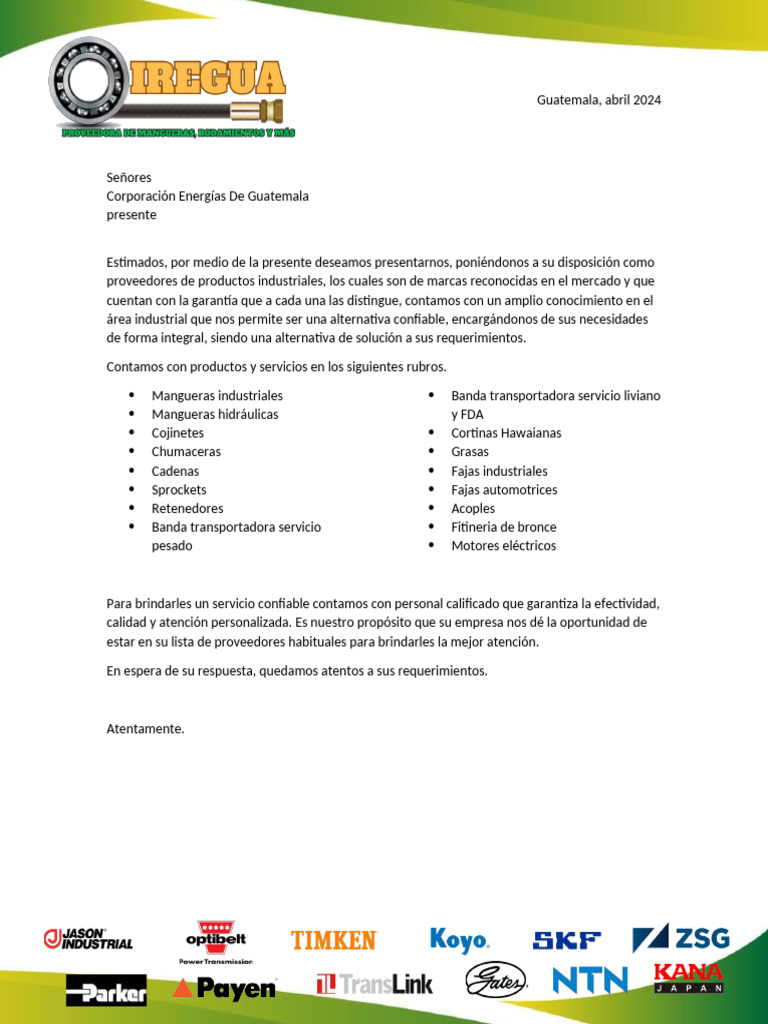 Carta de Presentacion Empresa | PDF | Negocios | Tecnología