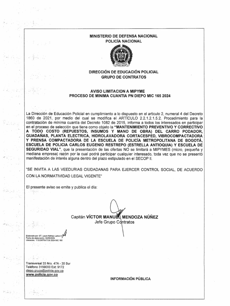 Aviso Limitación A Mipyme PN Diepo Mic 165 2024 | PDF