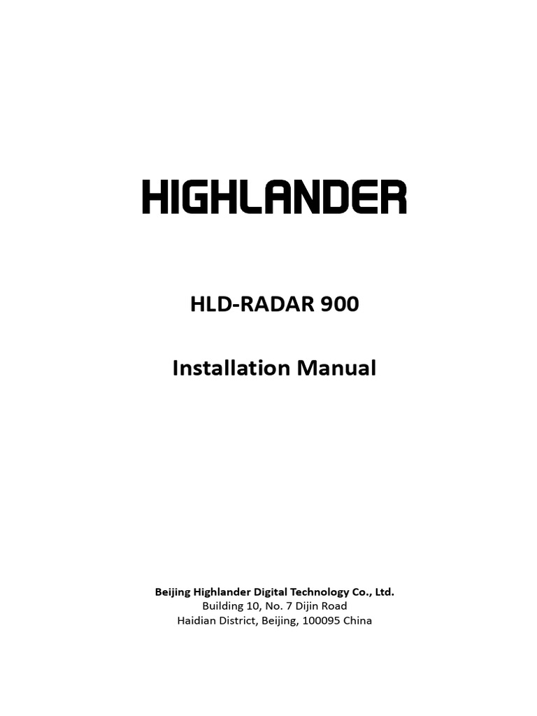HLD-RADAR 900 Installation Manual-20220619 | PDF | Information And ...