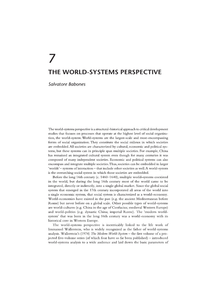 Babones, S. (2017) - The World-Systems Perspective | PDF