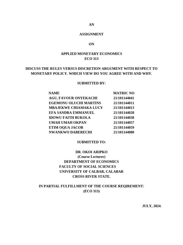 An Assignment 2 | PDF | Monetary Policy | Central Banks