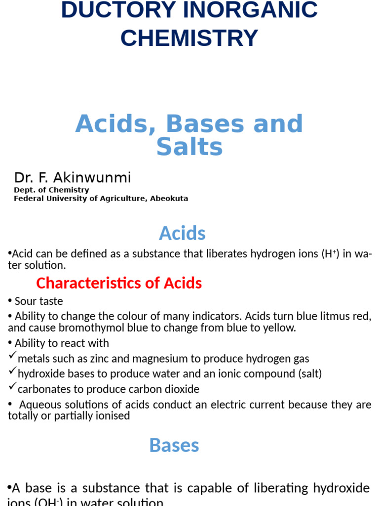 Overview of Acids, Bases, and Salts | PDF | Acid | Hydroxide