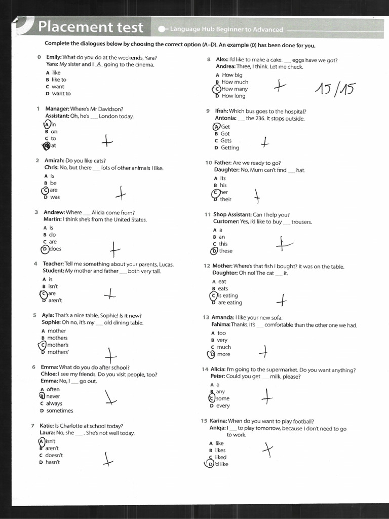 placement test b1+ /b2 | PDF