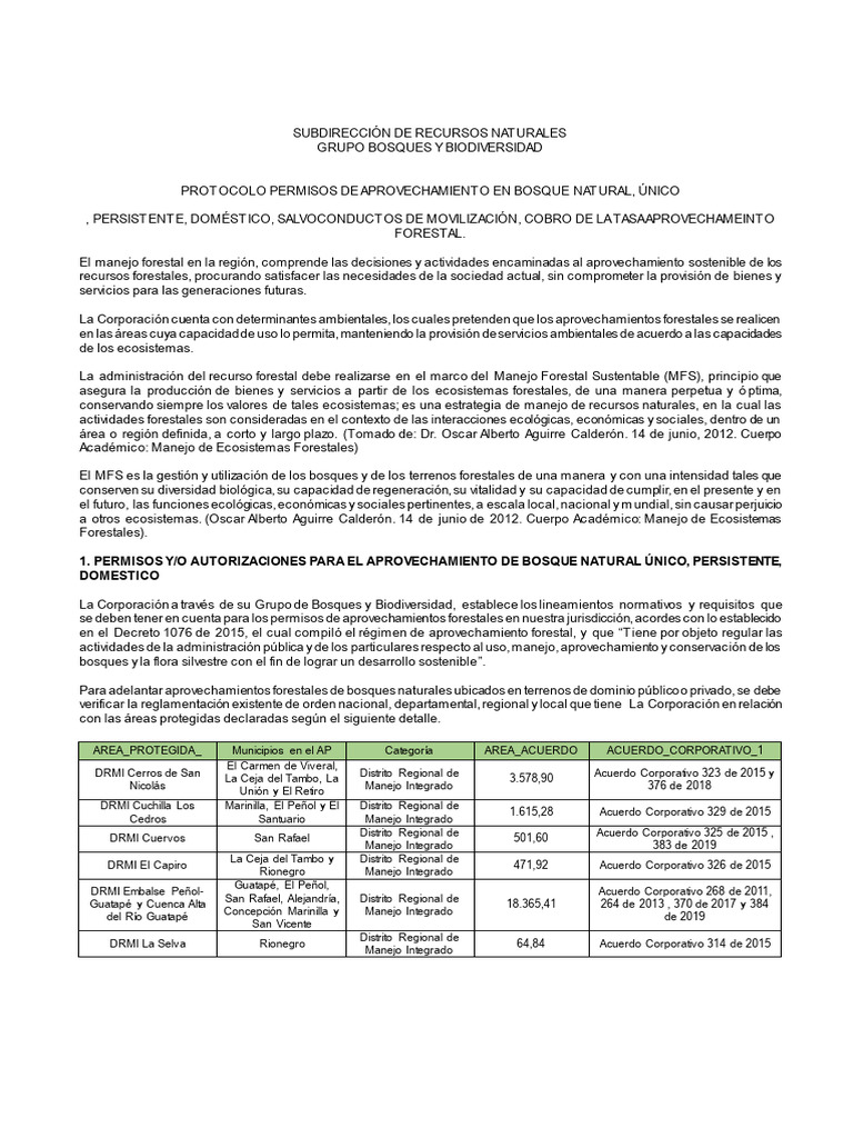 Lineamientos Generales para Aprovechamiento Bosque Natural ...