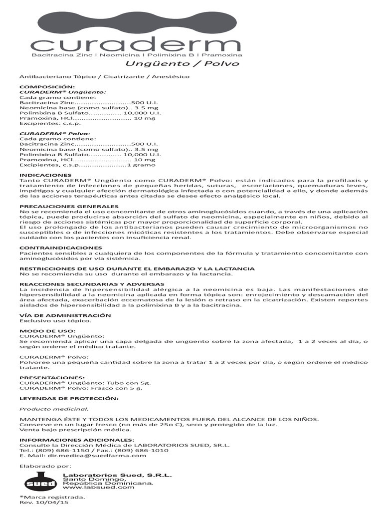 Curaderm Inserto WEB | PDF | Medicamentos con receta | Farmacología