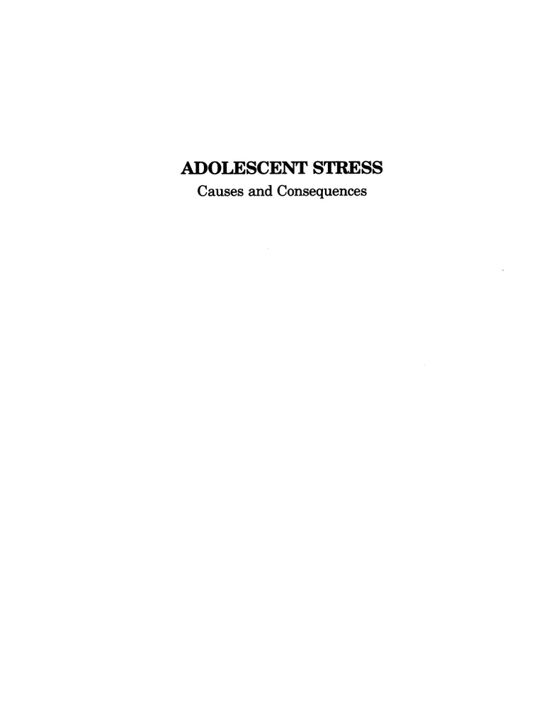 Adolescent Stress - Causes and Consequences | PDF