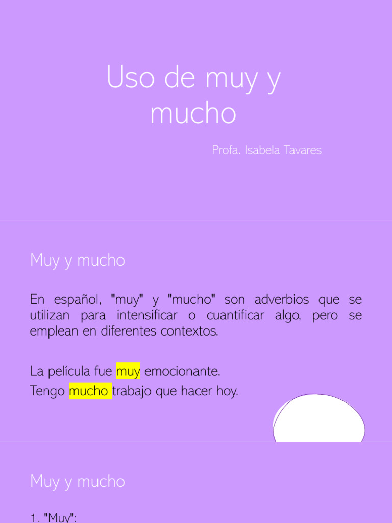 Uso de muy y mucho | PDF
