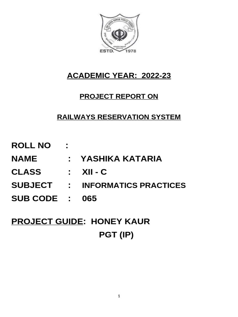 Project File Railways Pdf Python Programming Language Computer 3732