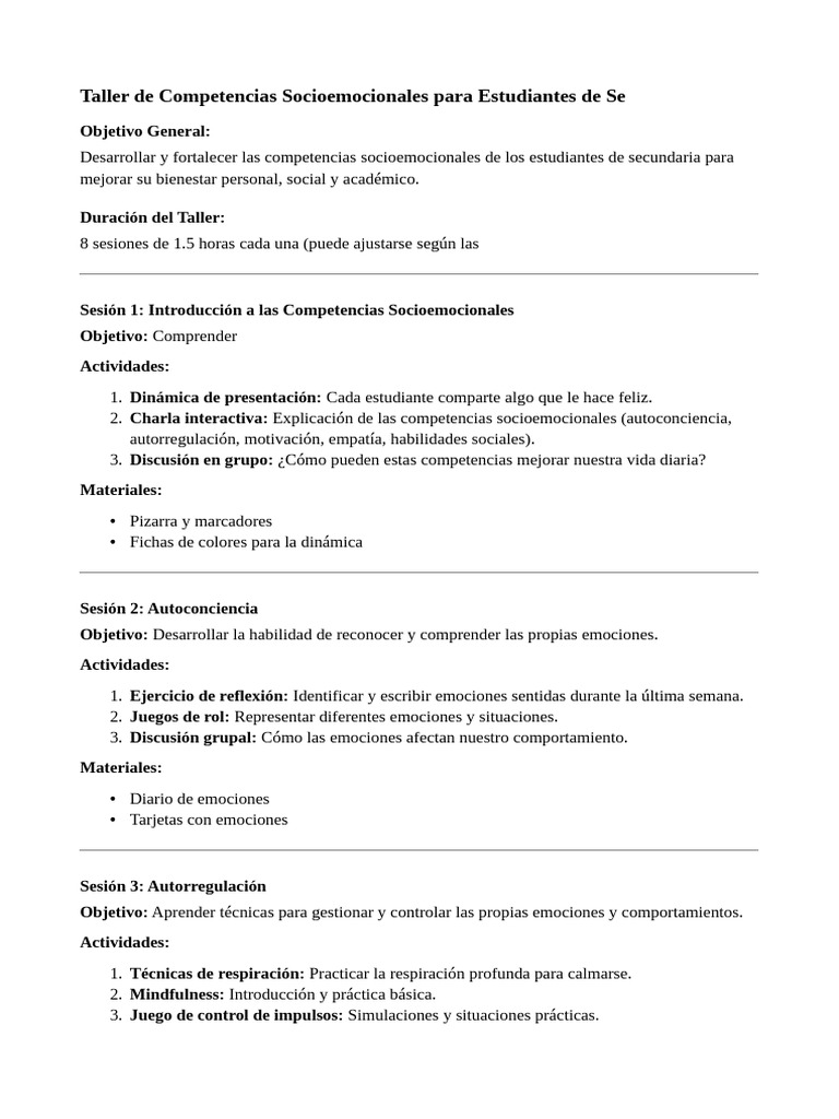 Taller Socioemo | PDF | Las emociones | Evaluación