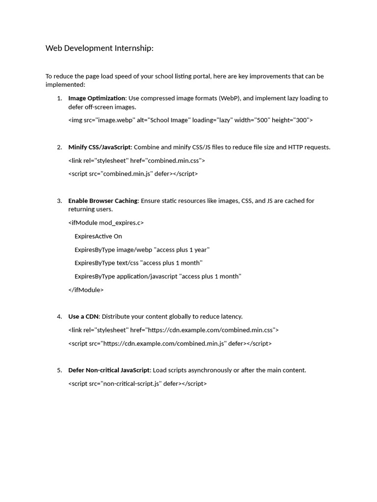 Web Development Internship | PDF