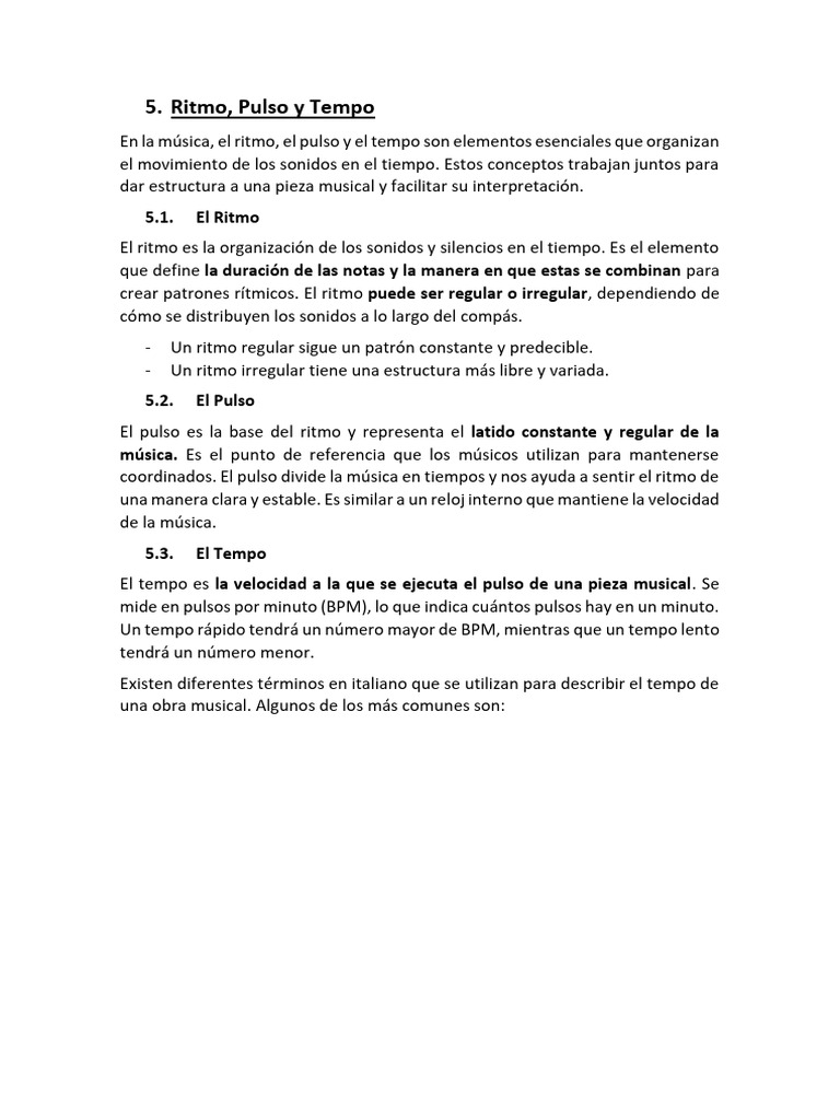 Ritmo, Pulso y Tempo en Música | PDF