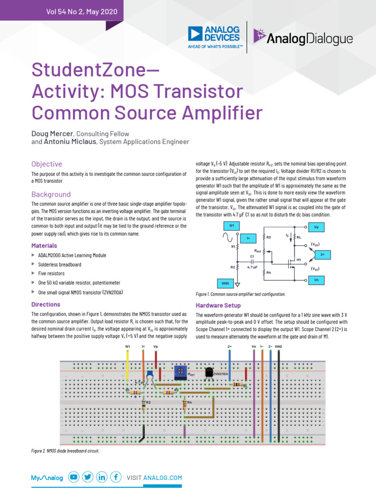 MOS Transistor Common Source Amplifier | PDF | Amplifier | Mosfet