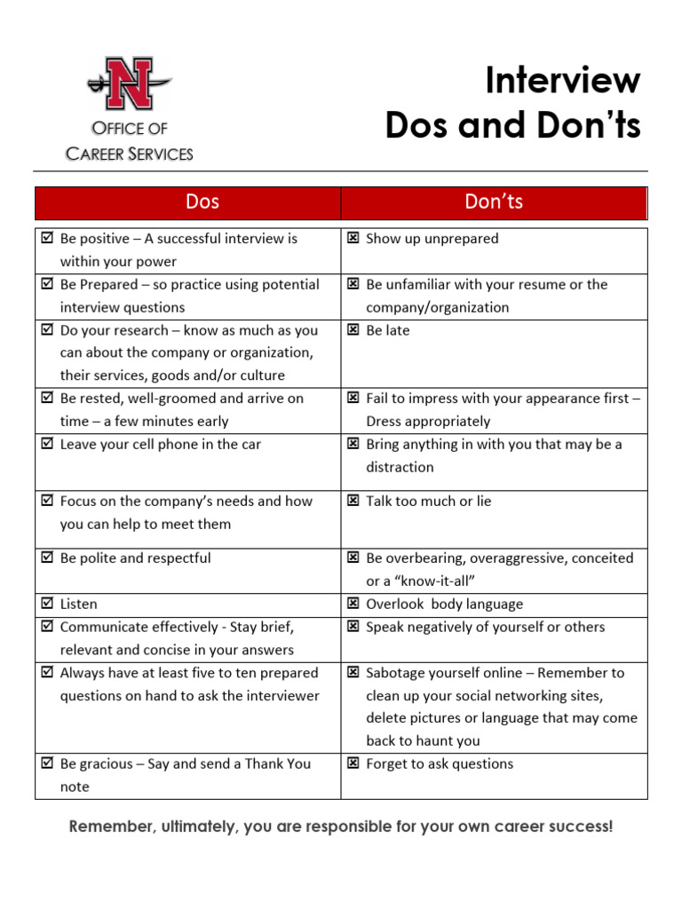 Interview Dos and Donts | PDF