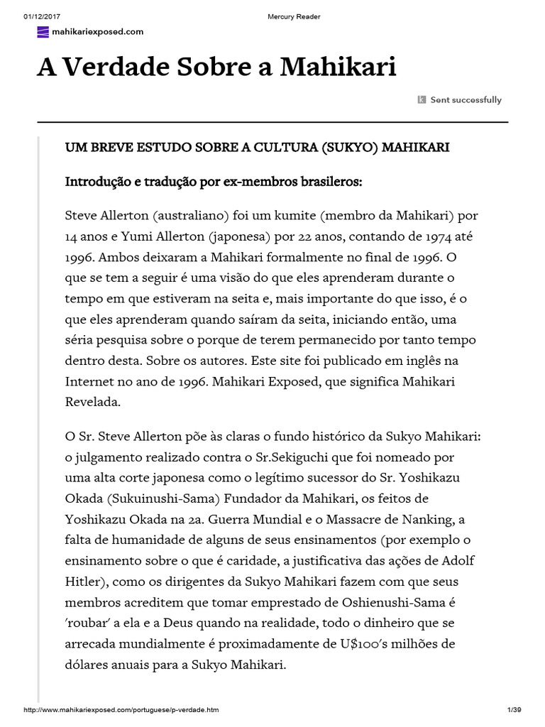A Verdade Sobre a Mahikari Exposta | PDF | Japão