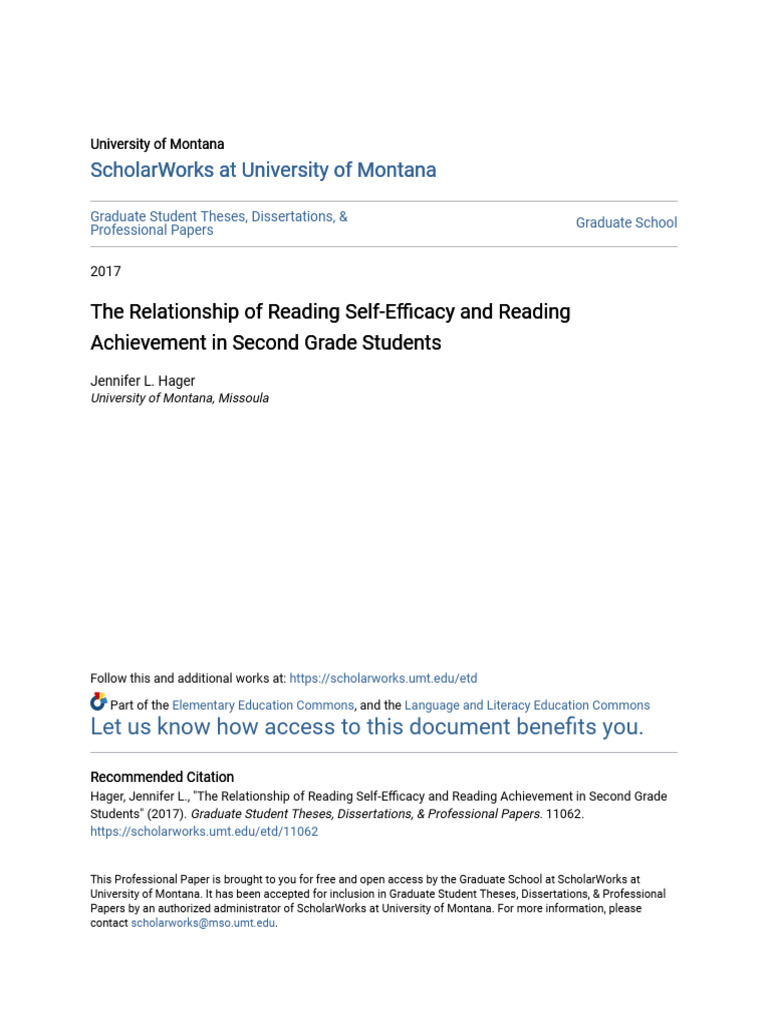 The Relationship of Reading Self-Efficacy and Reading Achievement | PDF ...