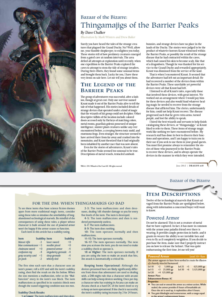 D&D 4E - Player Options - Bazaar of The Bizarre - Thingamajigs From The ...