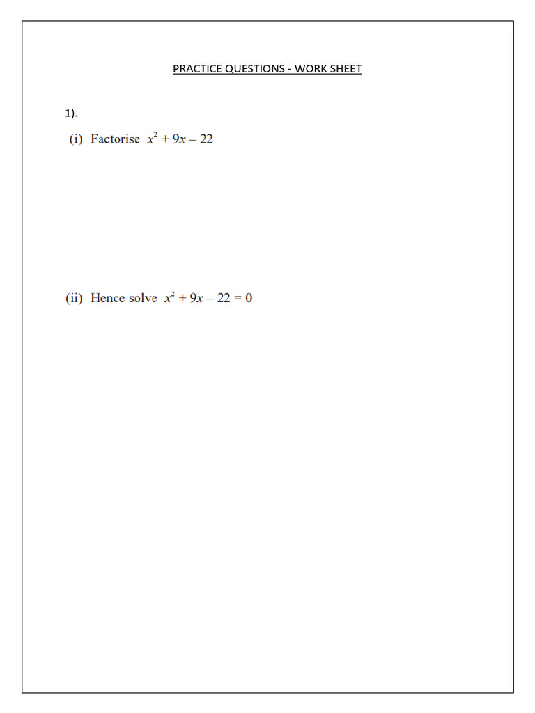 PRACTICE QUESTIONS - Grade 9 MATHS | PDF