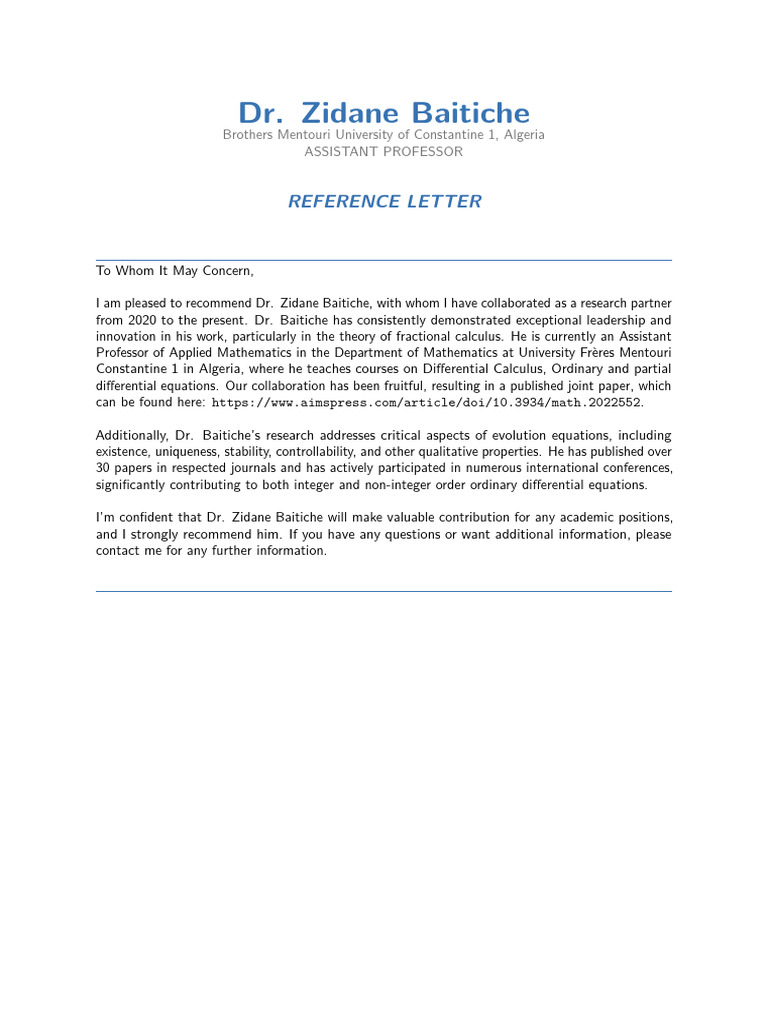 REFERENCE LETTER, | PDF
