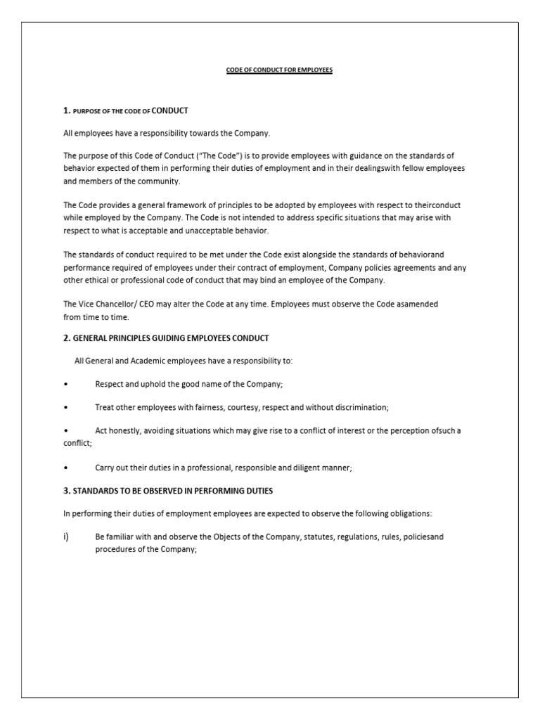 code of conduct pdf | PDF | Employment | Conflict Of Interest