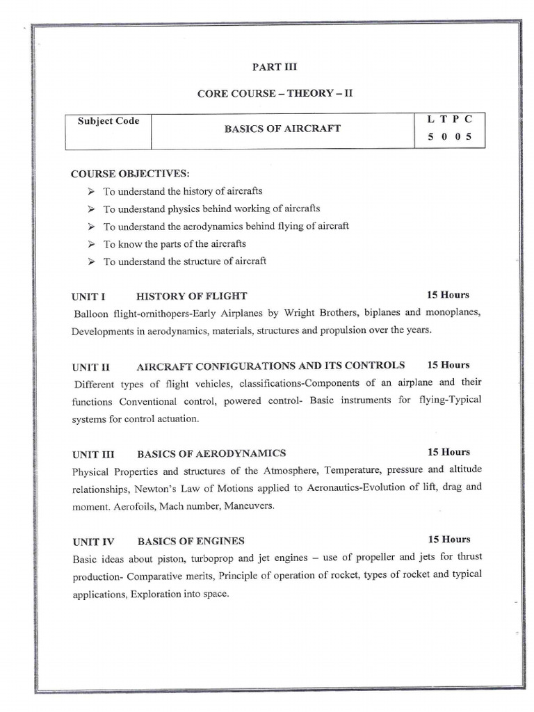 Basics of Aircraft New Syllabus - BSC Aviation | PDF
