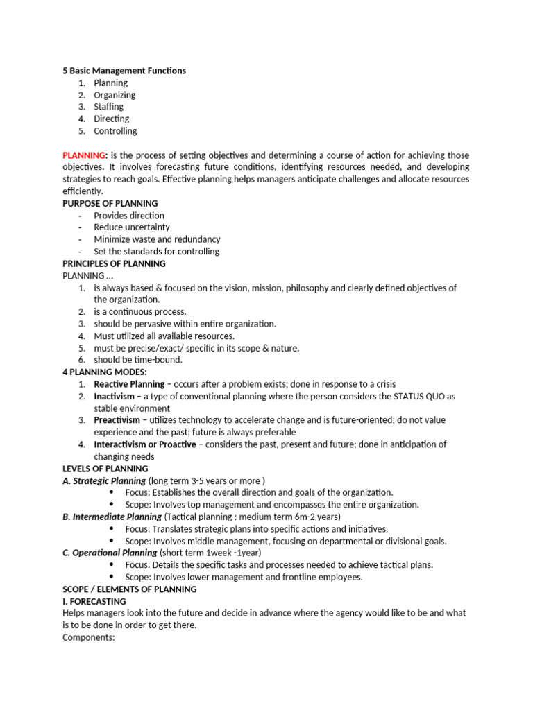 5 Basic Management Functions NOTES | PDF | Performance Appraisal | Nursing