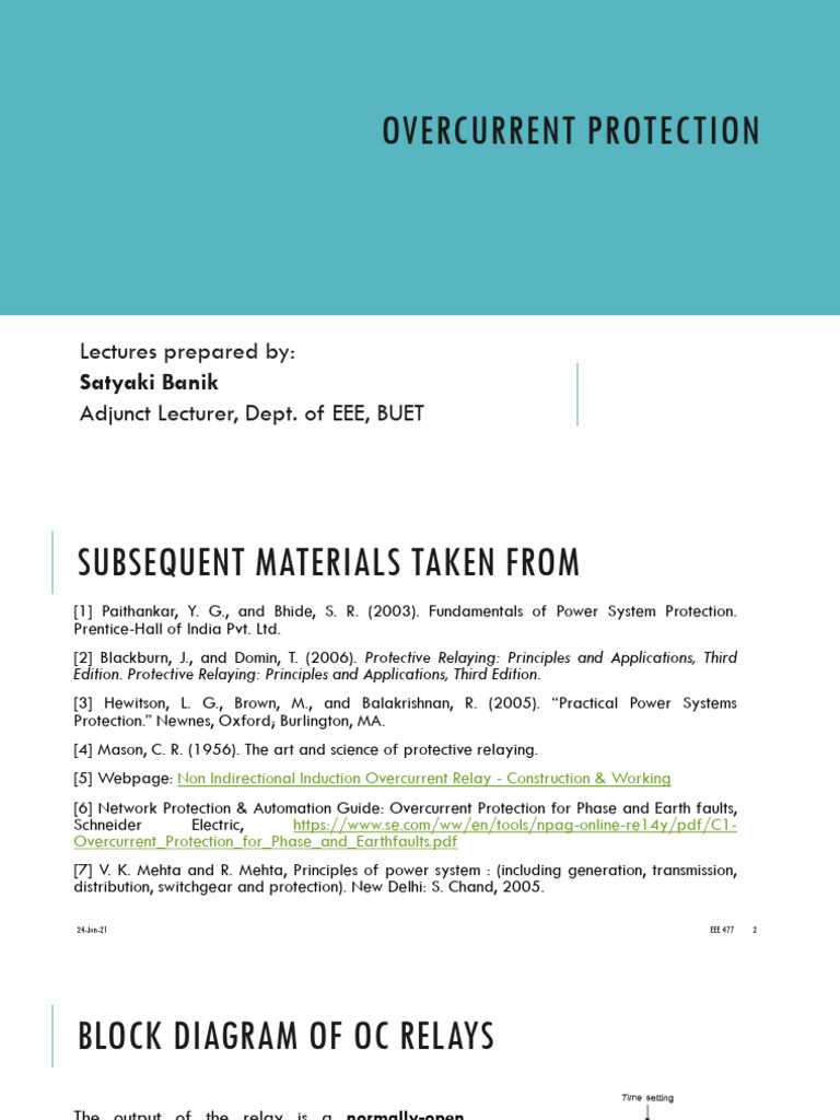 Overcurrent Protection | PDF | Relay | Electromagnetic Induction