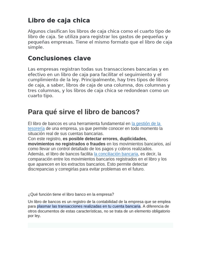 Para qué sirve el libro de bancos | PDF | Contabilidad | Bancos
