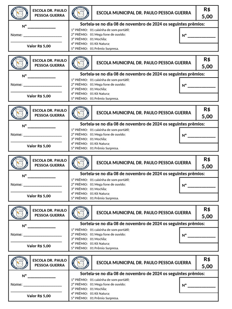 Modelo de Bloco de Sorteio | PDF