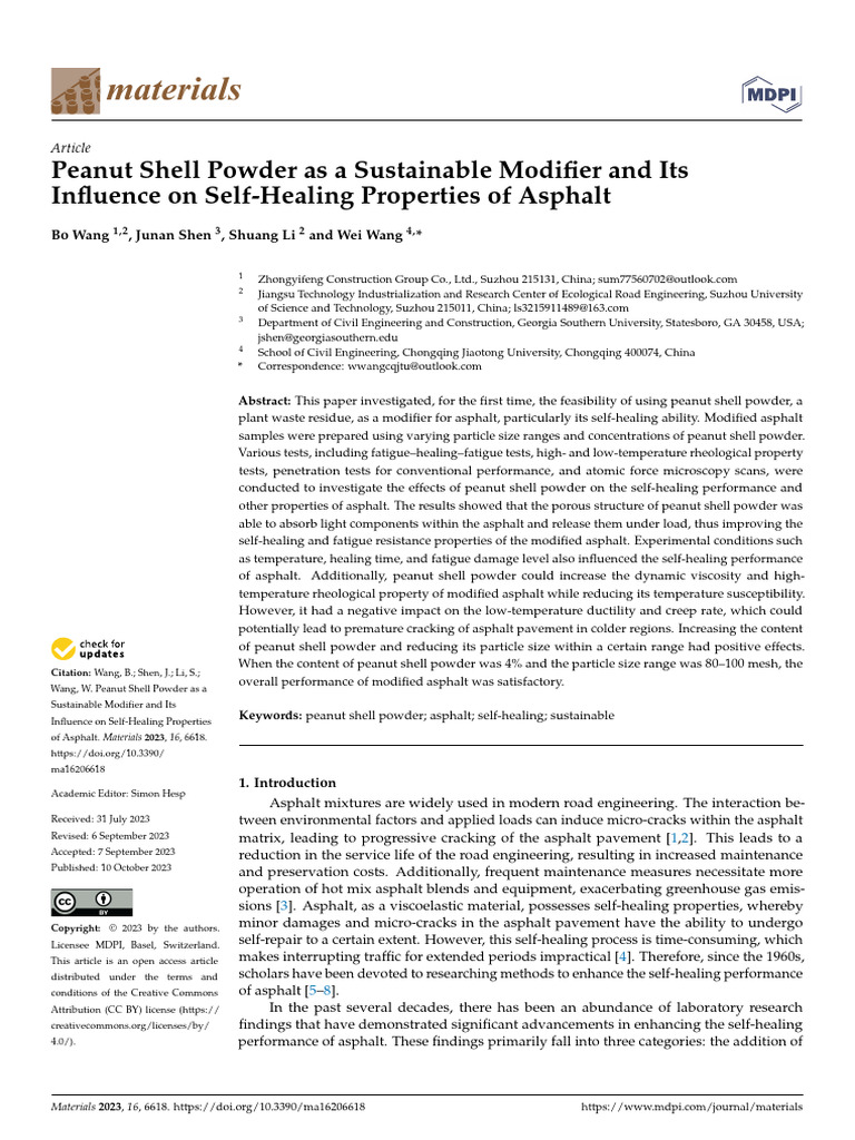 Peanut Shell Powder As A Sustainable Modifier and Its Influence On ...