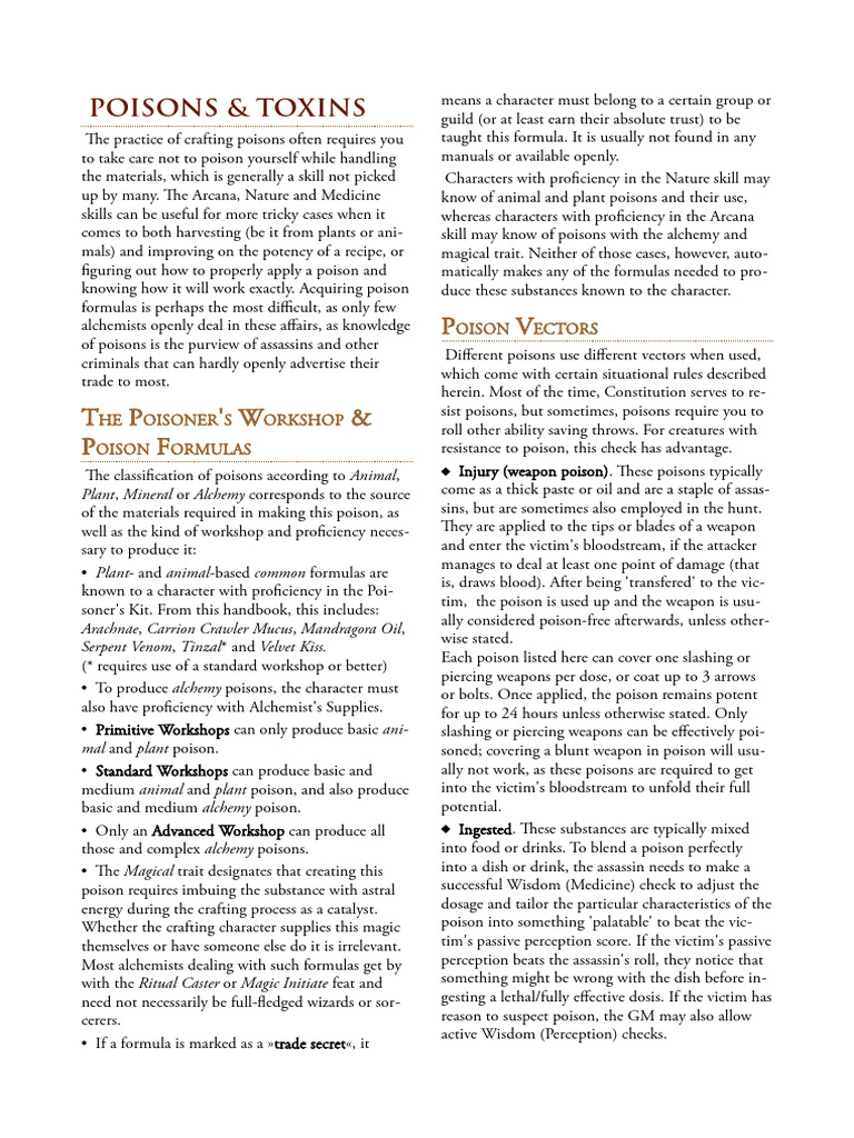 Poison Crafting and Formulas Guide | PDF | Poison | Alchemy